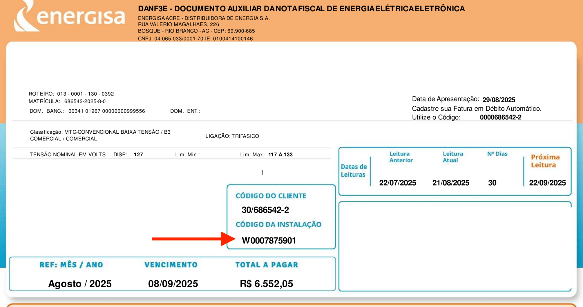 Onde encontrar o número da unidade consumidora nas faturas?